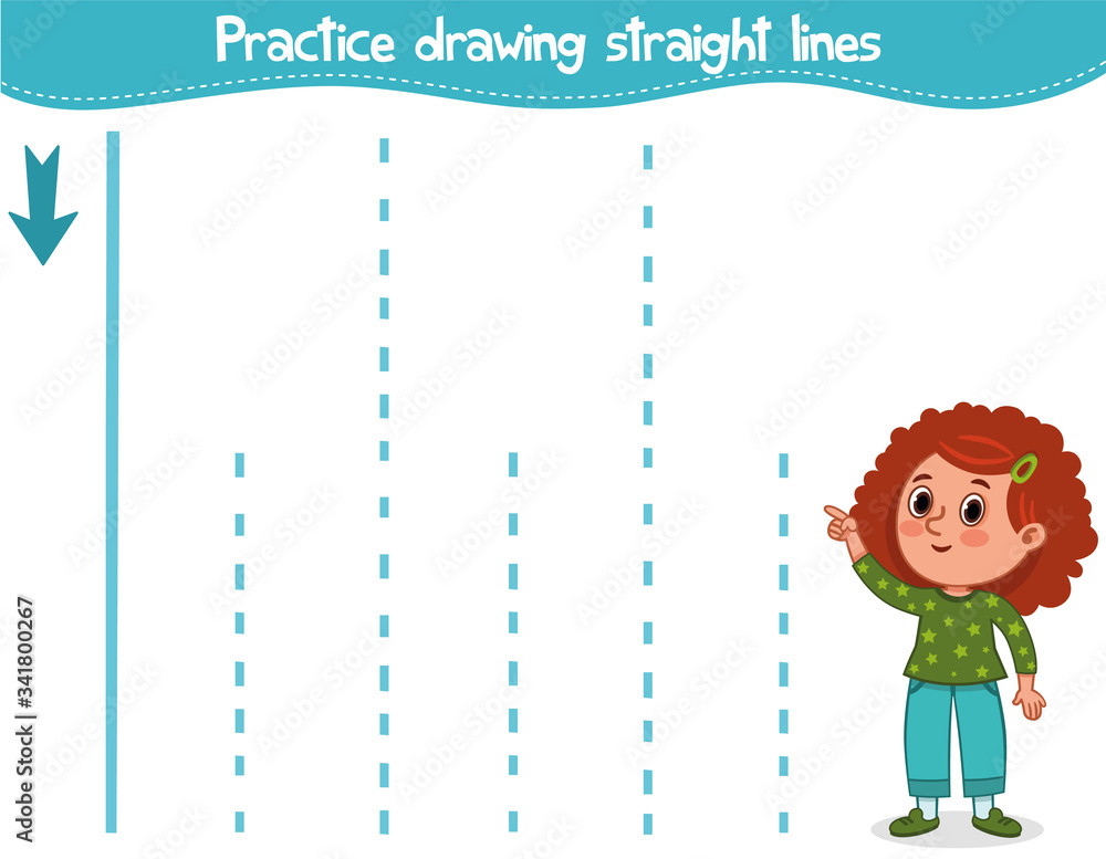 Practice drawing straight lines. Educational vector illustration for ...
