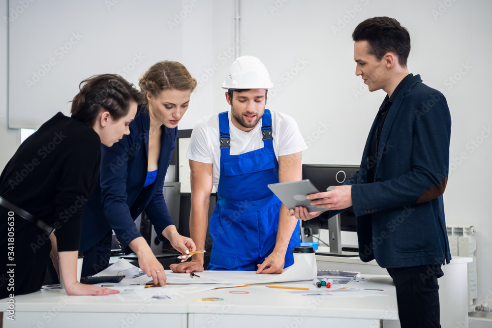 A Construction Design Team Brainstorming in the meeting room, surching ...
