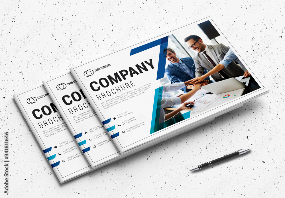 Company Profile Layout with Blue Accents Stock Template | Adobe Stock