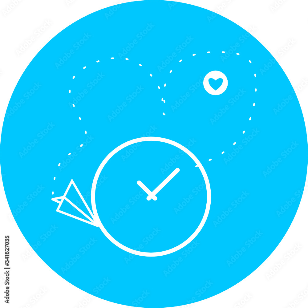 Travel time, clock, watch in blue circle icon. Concept of UI design ...