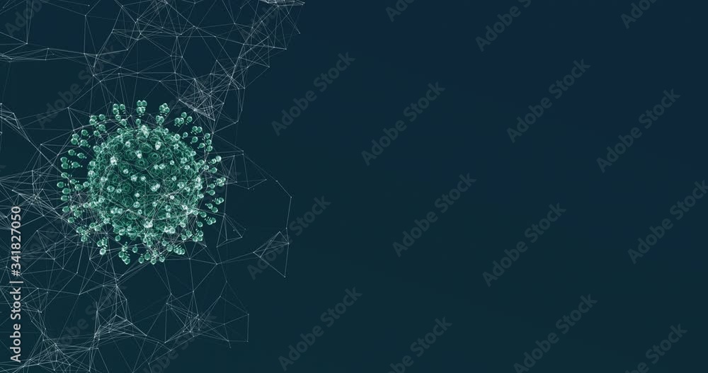 Plexus animation with Coronavirus 3d Model Covid-19 disease. Science and Coronavirus data ...