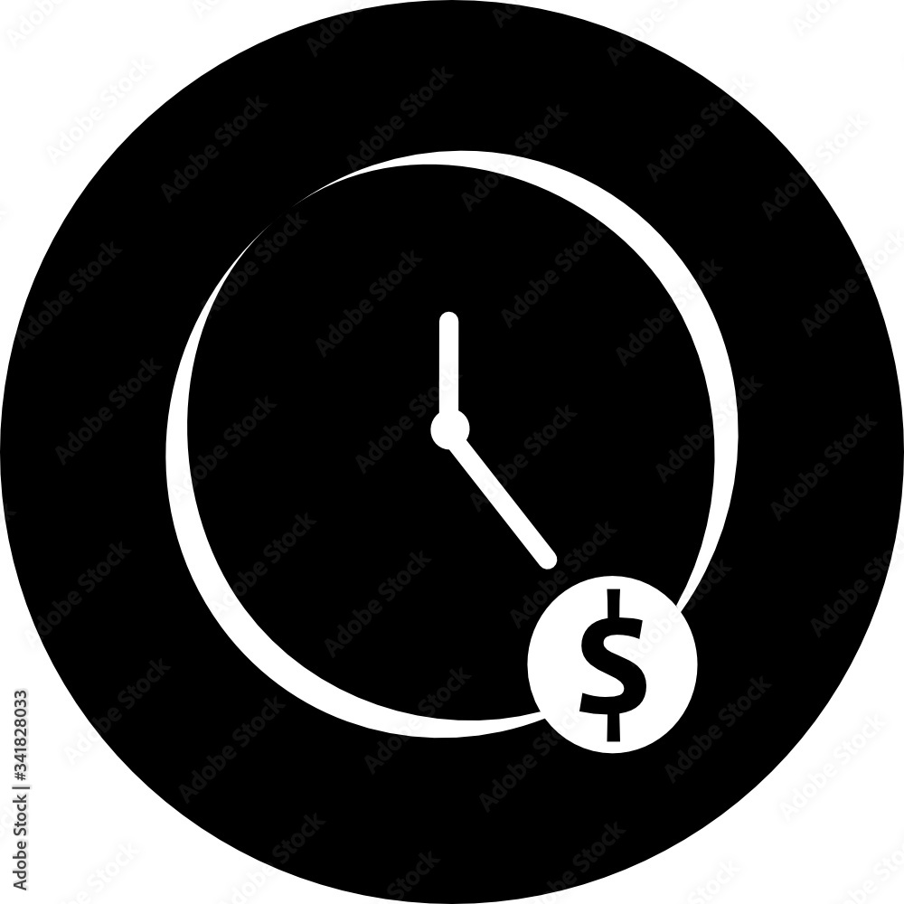 Money time, clock, watch in black circle icon. Concept of UI design ...