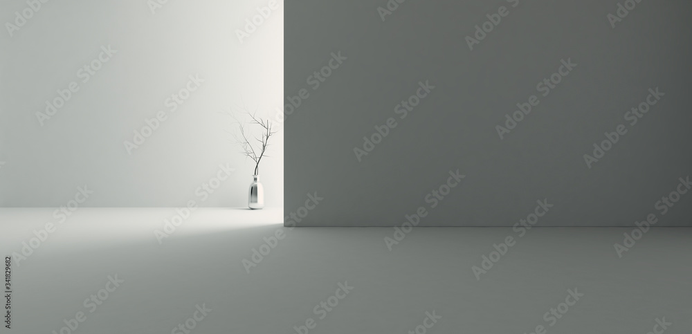 backlight empty room with wall and floor realistic 3D rendering Stock ...
