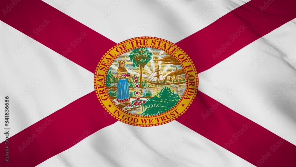 florida flag is waving 3D animation. Florida state flag waving in the ...