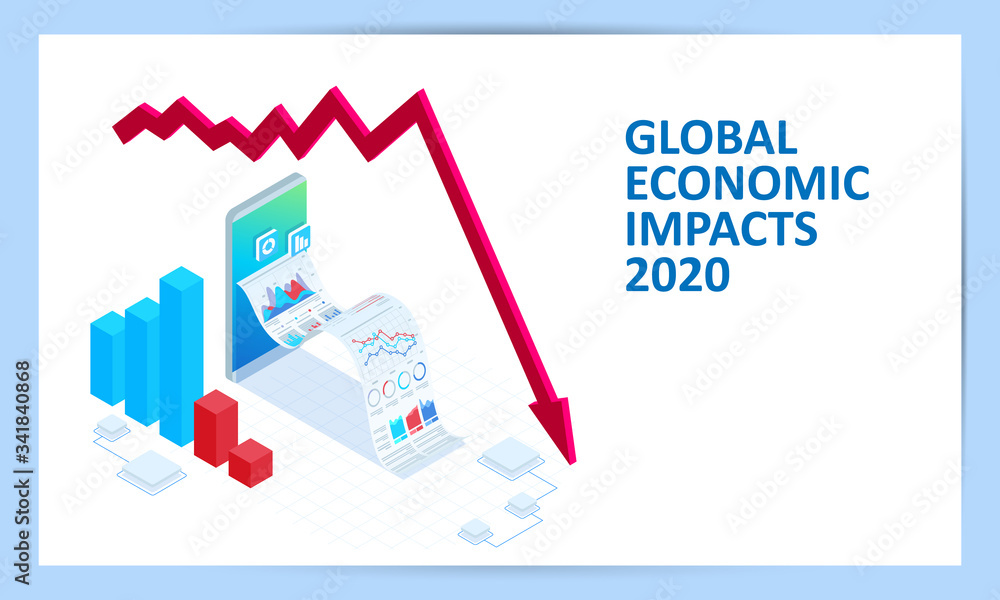 Isometric global economic impacts 2020. Coronavirus or COVID-19 ...