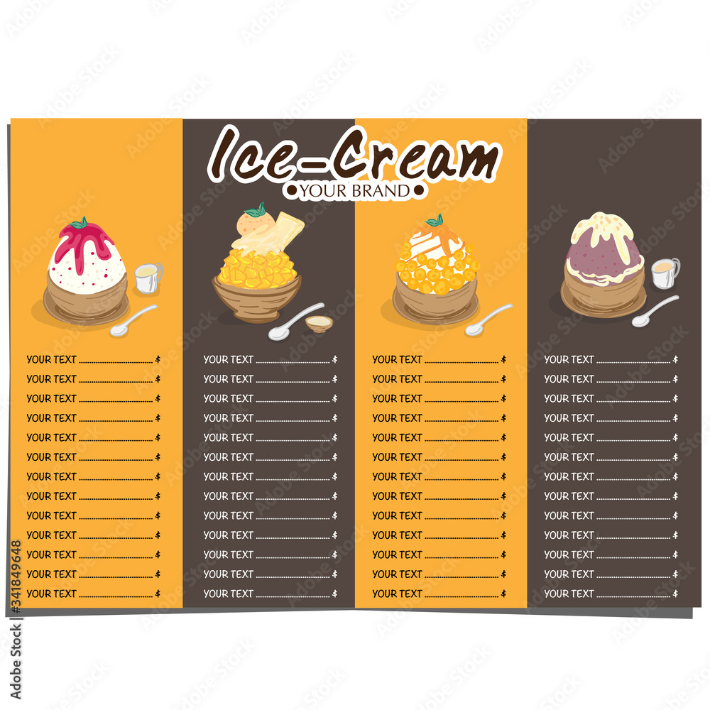 menu template Ice cream dessert restaurant brand design Stock Vector ...
