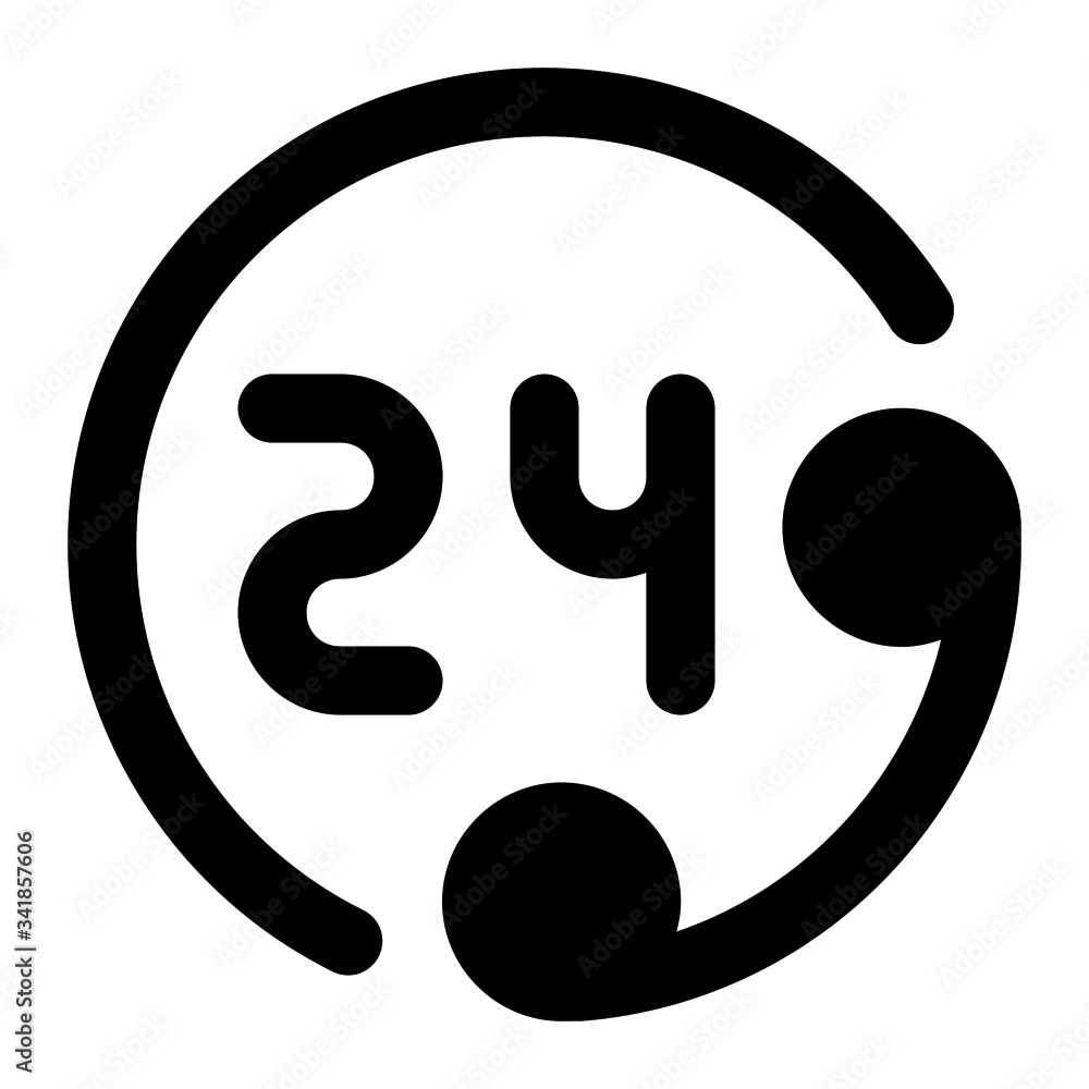 24 hours support. Icon with outline style, perfect pixels and base size ...