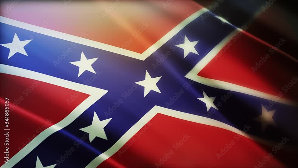 4k Confederate National flag slow waving with visible wrinkles in ...