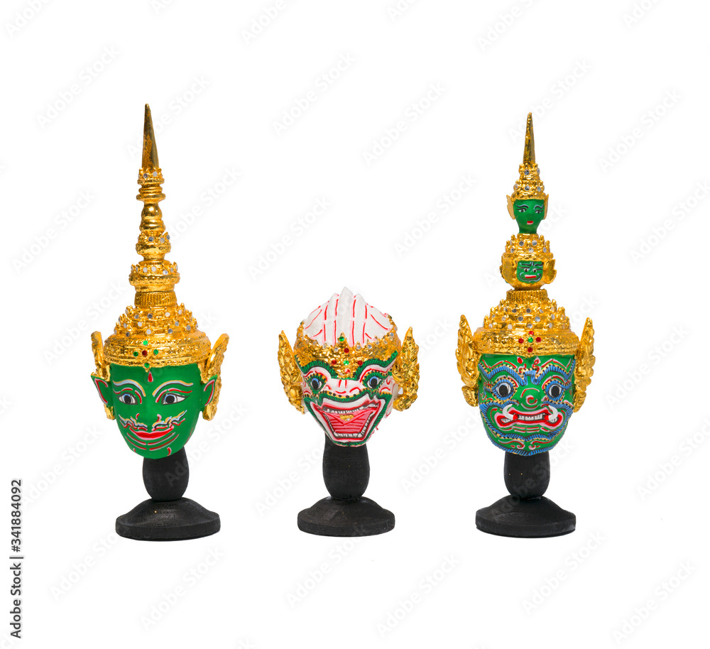 Khon Mask Making from "Ramakien" story isolated on background, Thai ...