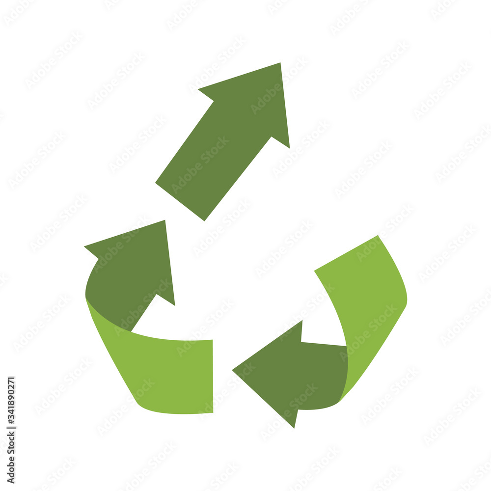 Vector upcycling sign, isolated on white background. Green reuse symbol ...