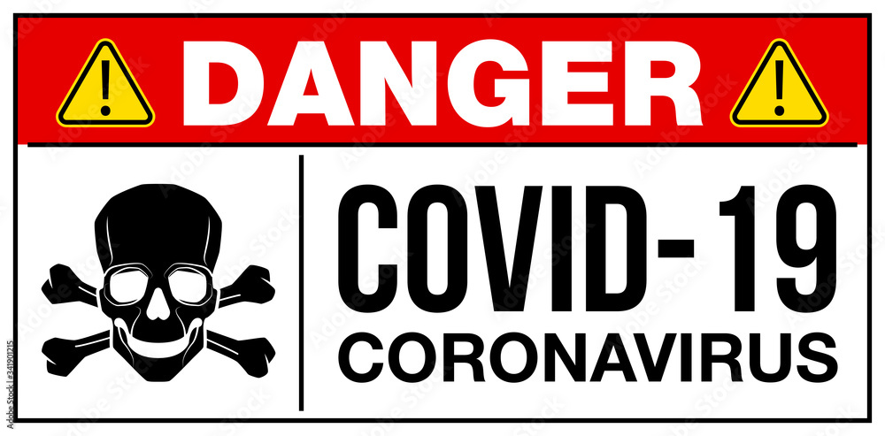 Coronavirus warning and attention icon sticker. Exclamation mark health ...