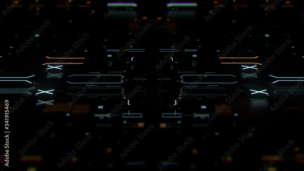 Colorful 3d render abstract complex technology background with a lot of ...