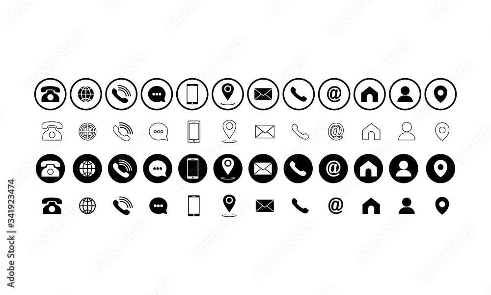 Set of communication icons set. Phone, mobile phone, retro phone ...