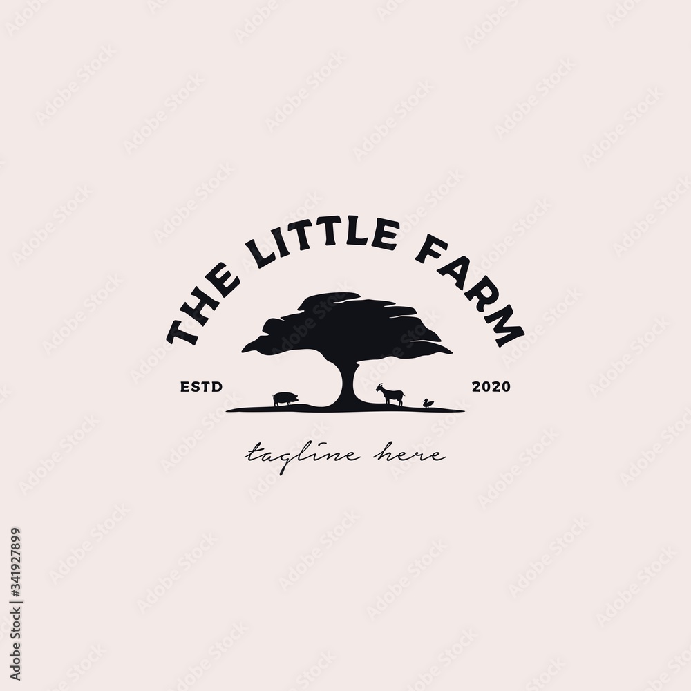 little farm logo design vector illustration Stock Vector | Adobe Stock
