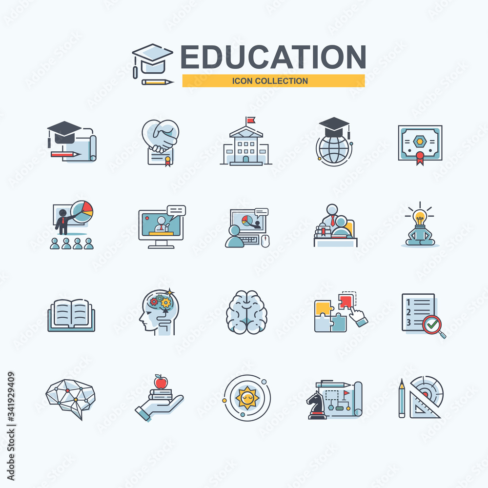 Education web icon for development, course, teacher, study, e-learning ...