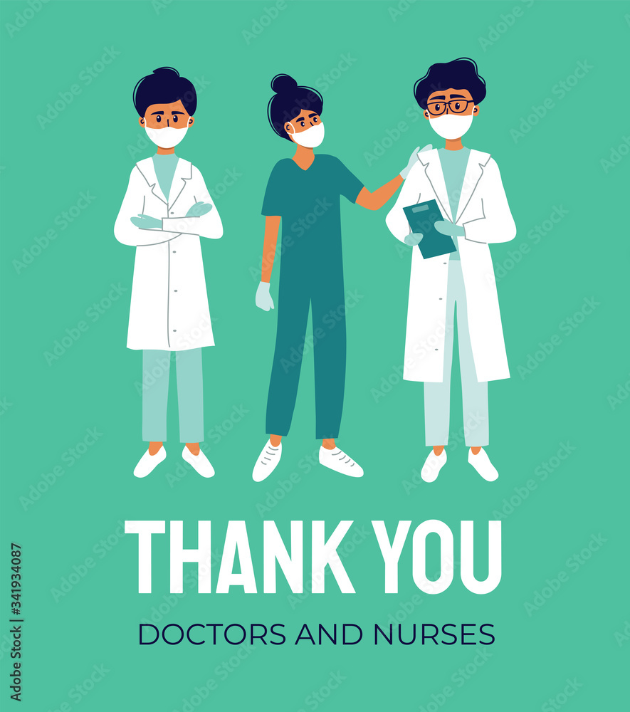 Thank you doctors and nurses concept. Thanks medical workers for fight ...