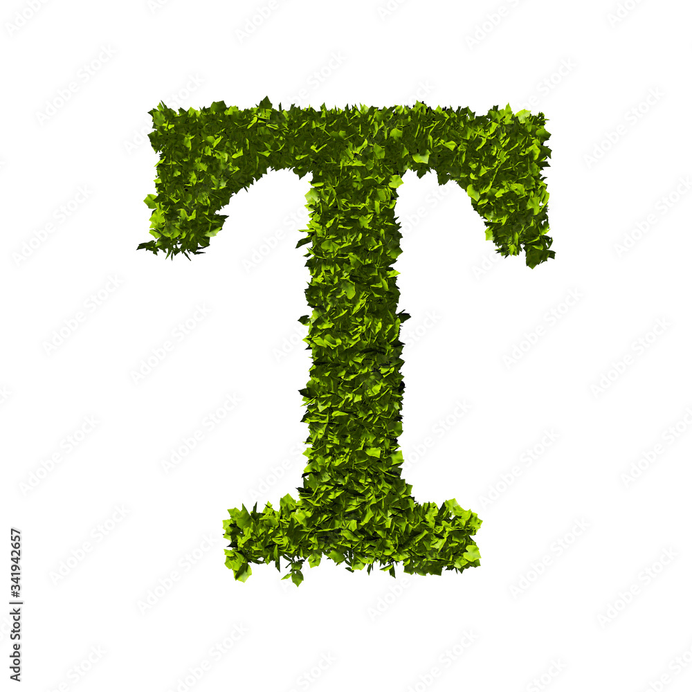 Letter T nature leaf alphabet. 3D Rendering Stock Illustration | Adobe ...