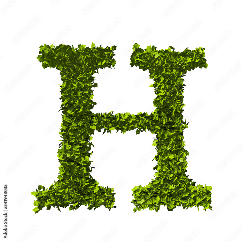 Letter H nature leaf alphabet. 3D Rendering Stock Illustration | Adobe ...