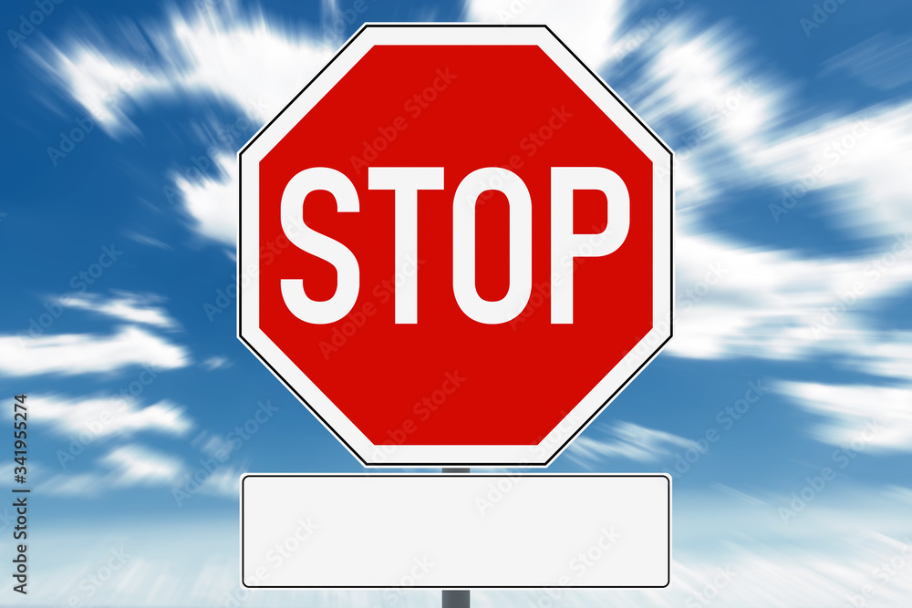 Stop sign with free text field for copy space. In the background is a ...