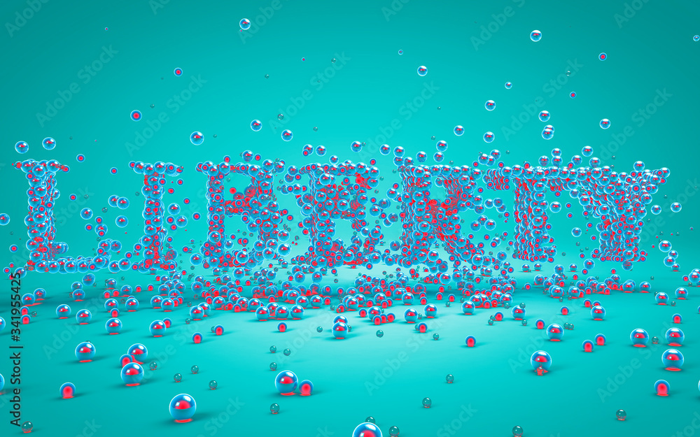 3d render. Text with the word "liberty". Unusual background for your ...