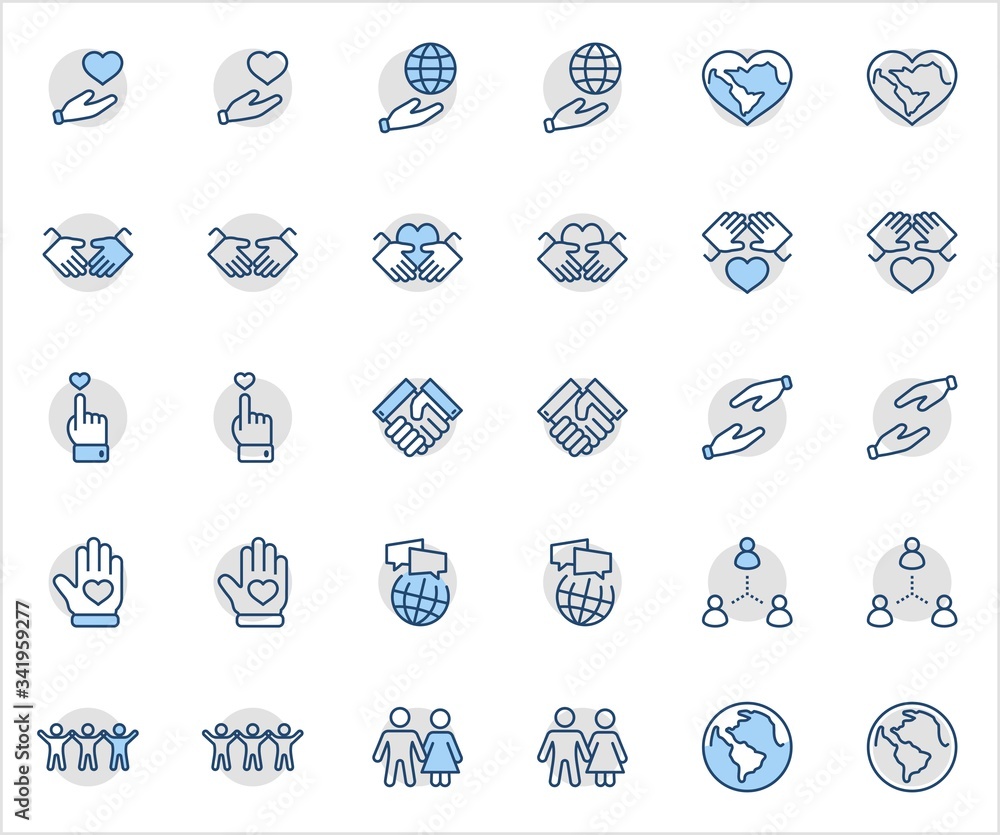 International Day of Human Solidarity Line Vector Icons Set. Contains ...
