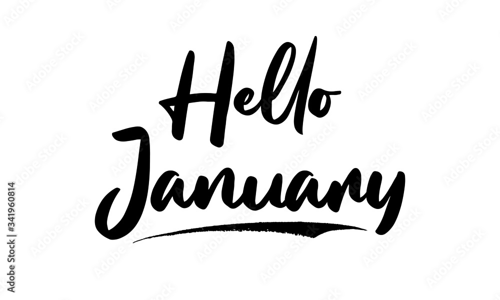 Hello January Calligraphy Black Color Text On White Background Stock ...