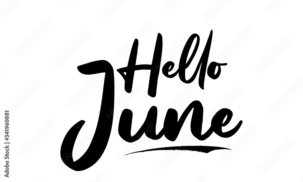 Hello June Calligraphy Black Color Text On Black Background Stock ...