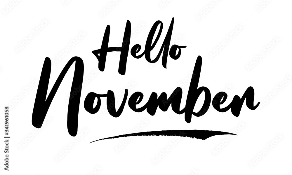 Hello November Calligraphy Black Color Text On Black Background Stock ...