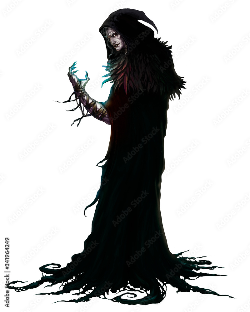 Black magician Warlock. black magic character on a white background ...