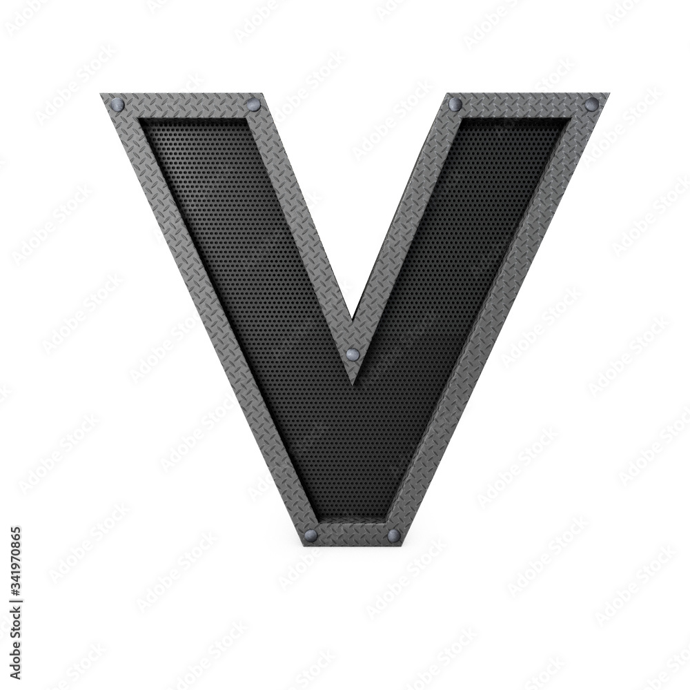 Letter V industrial metal type. 3D Rendering Stock Illustration | Adobe ...