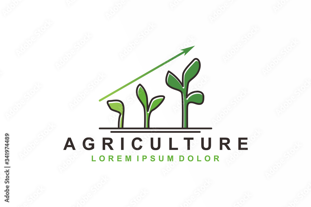 Agricultural process of plant growth and development logo design ...