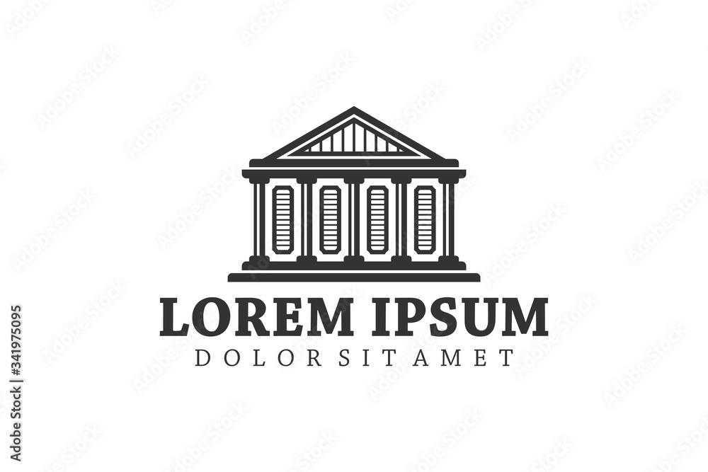 Building house classic pillars logo design silhouette Stock Vector ...