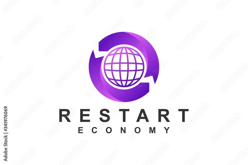 Arrow restart globe universal logo design reduce reuse recycle icon ...