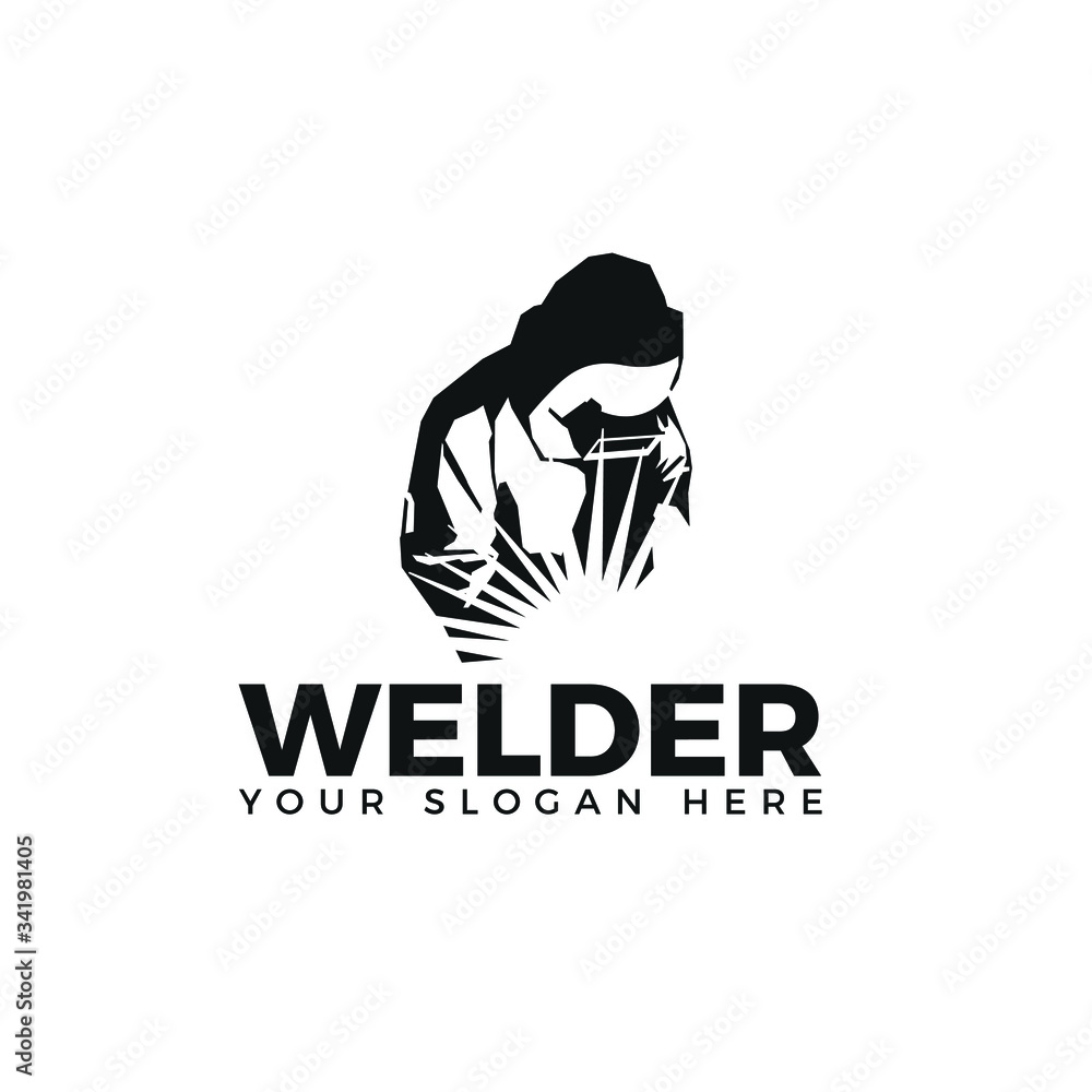 Welding logo industrial logo company logo design front view, WELDER ...