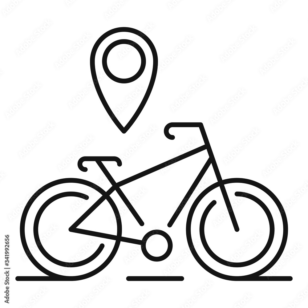Gps pin bike location icon. Outline gps pin bike location vector icon ...