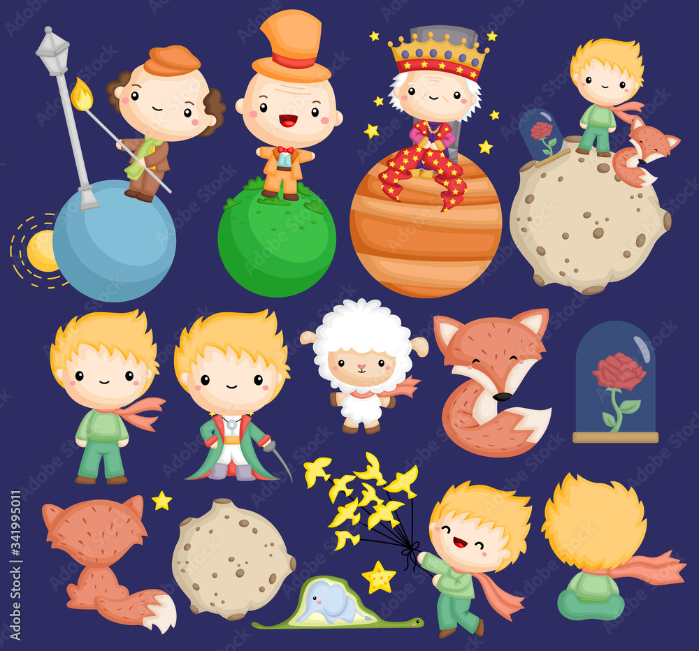 a cute vector of the little prince stories vector de Stock | Adobe Stock