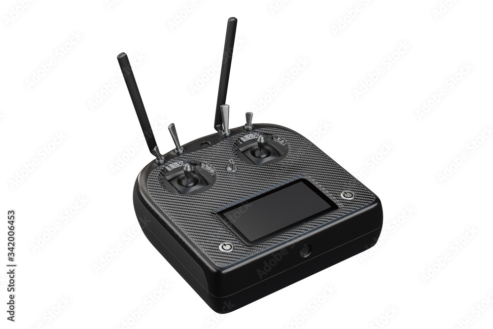 3d rendering of the remote transmitter control for the drone, isolated ...