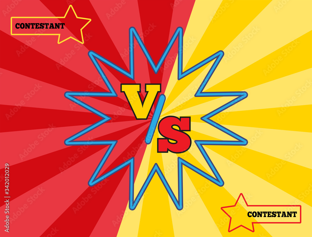 Versus logo on red and yellow background. Confrontation in games ...
