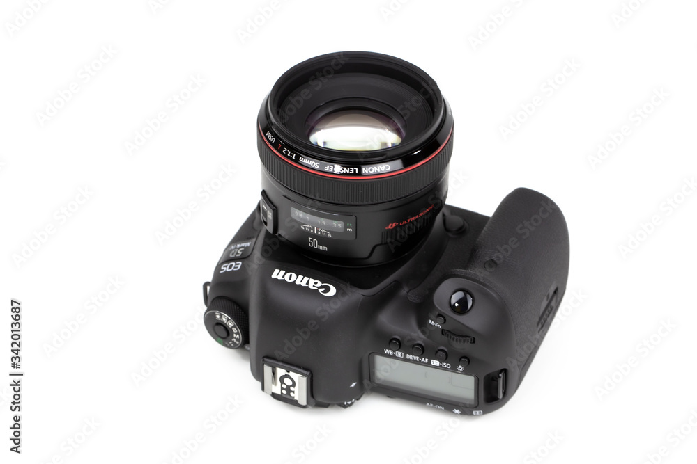 Tokyo, Japan 22.04.2020 - DSLR camera Canon Mark 5D IV with Canon EF ...