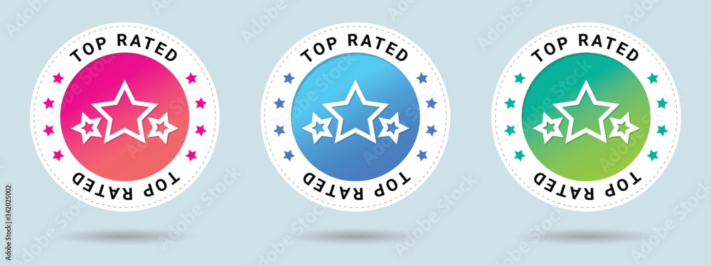 Top rated stamp vector illustration. Vector certificate icon. Set of 3 ...