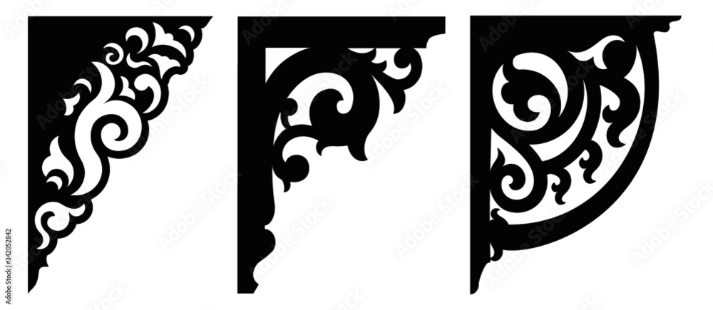 vector set of three ornamental corners Stock Vector | Adobe Stock