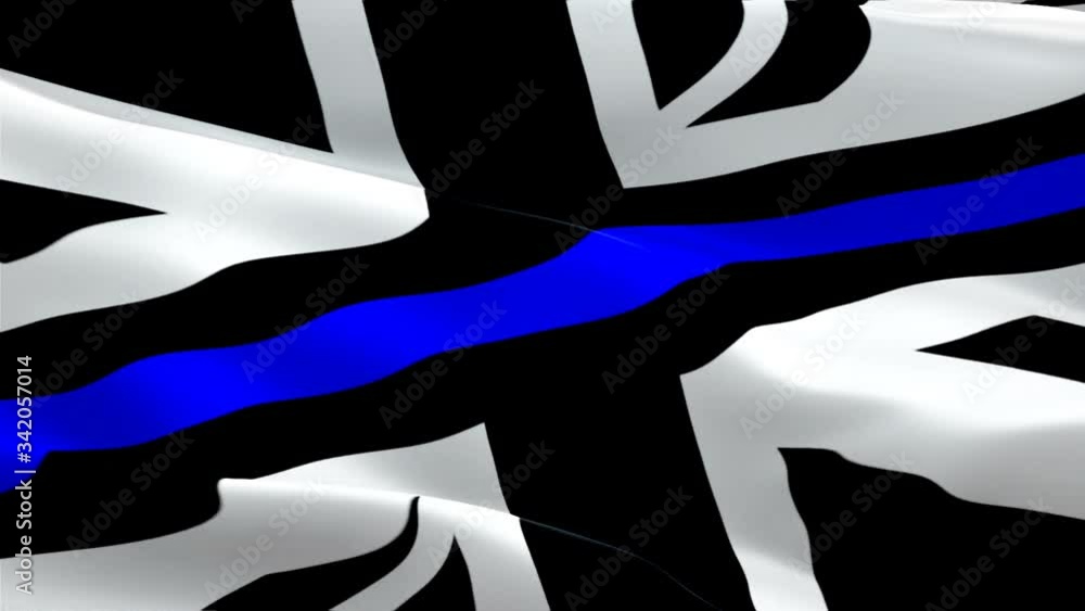 UK Police Flag Transition waving in wind video footage Full HD. UK Thin ...