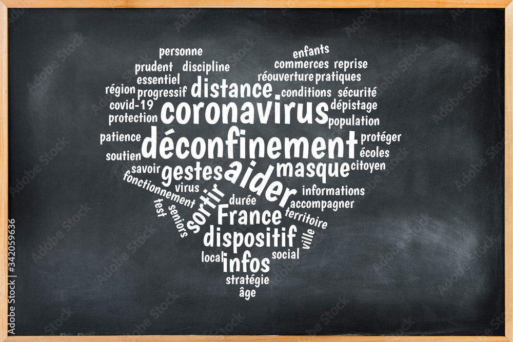 Déconfinement : informations coronavirus, nuage de mots Stock 写真 ...
