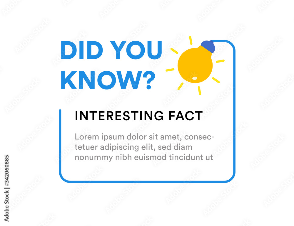 Did you know Web banner with frame and bulb, idea box, quote for interesting fact. Web interface ...