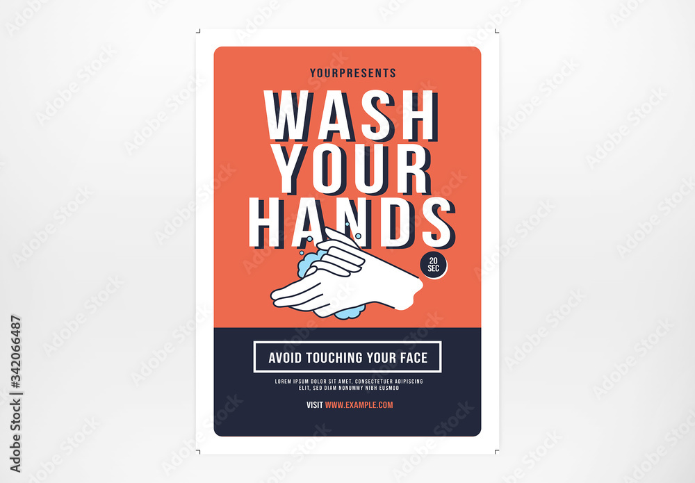 Wash Your Hand Flyer Layout Stock Template | Adobe Stock