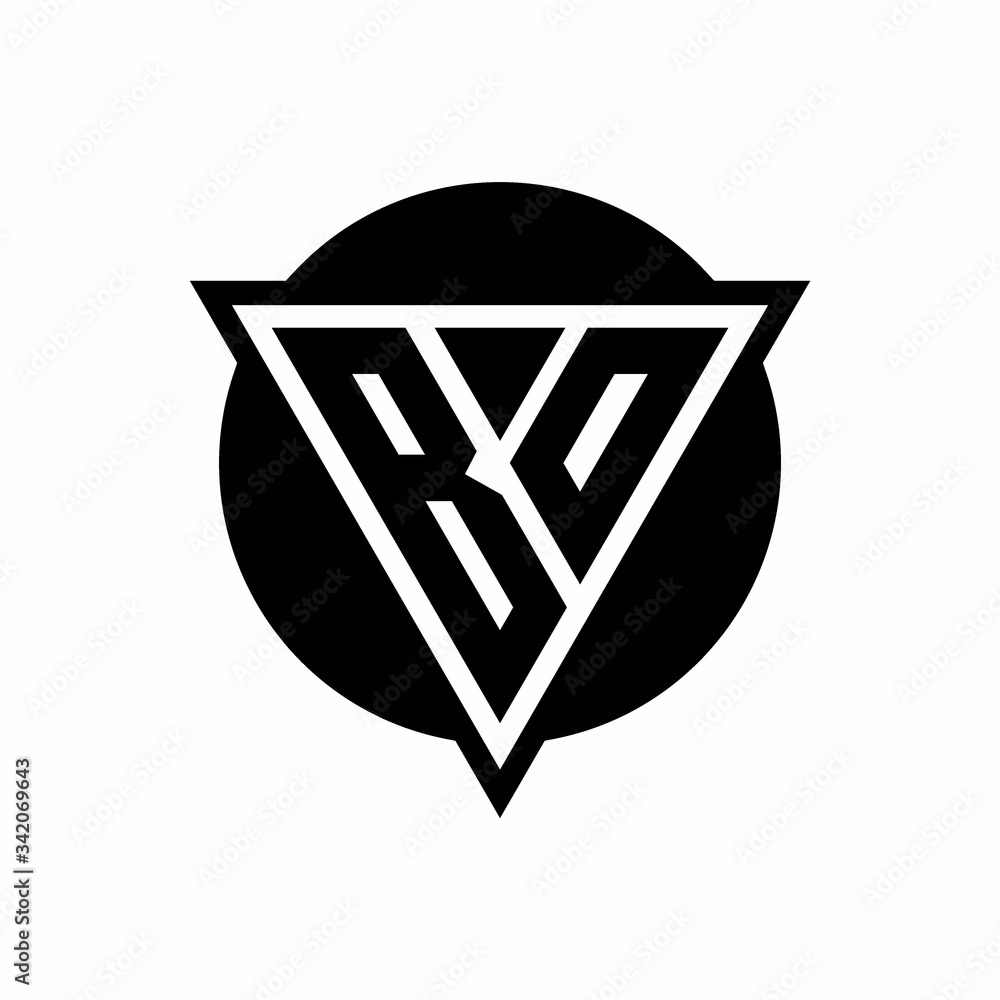 BO logo with negative space triangle and circle shape design template ...