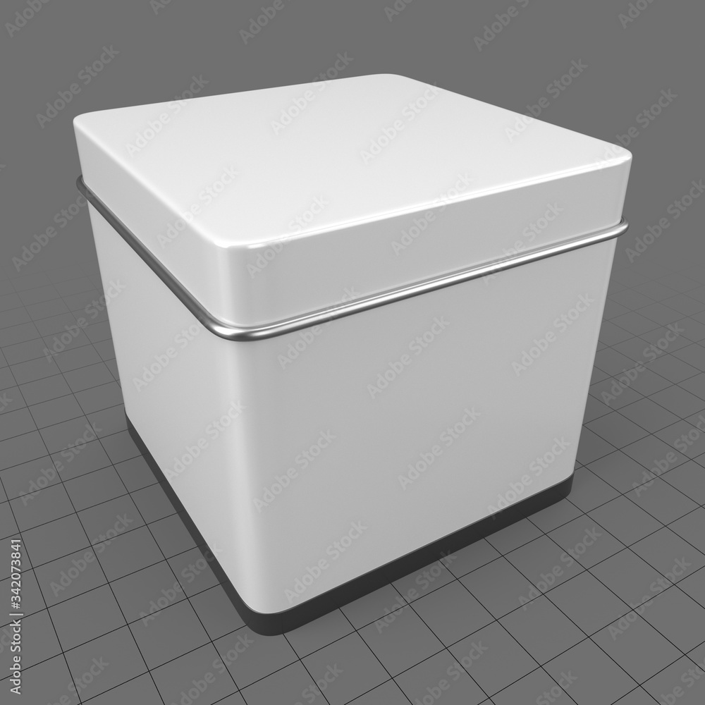 Square metal tin can 1 Stock 3D asset | Adobe Stock