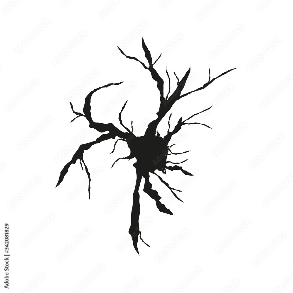 Crack on the surface of the earth, fracture texture. The rupture vector ...