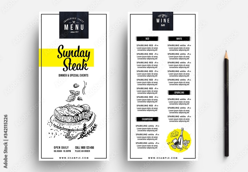 Compact Menu Flyer Layout Stock Template | Adobe Stock