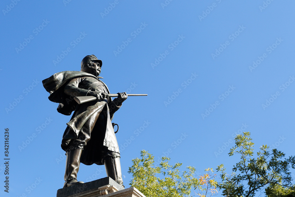 Statue of Soldier in Front of State Capital of Colorado. The Colorado ...